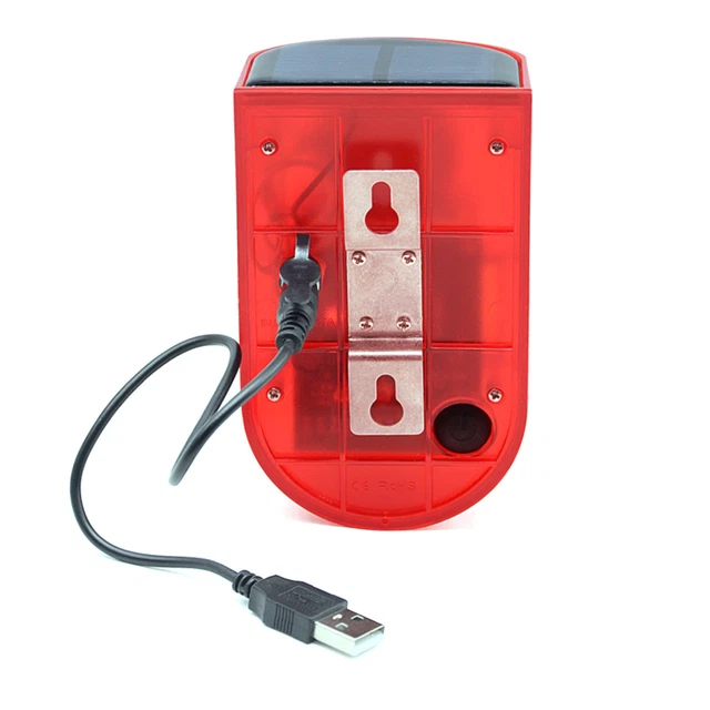 SOLAR ENERGY SAVING 6LED Flashing Red Light Motion Sensor 110db Siren ...