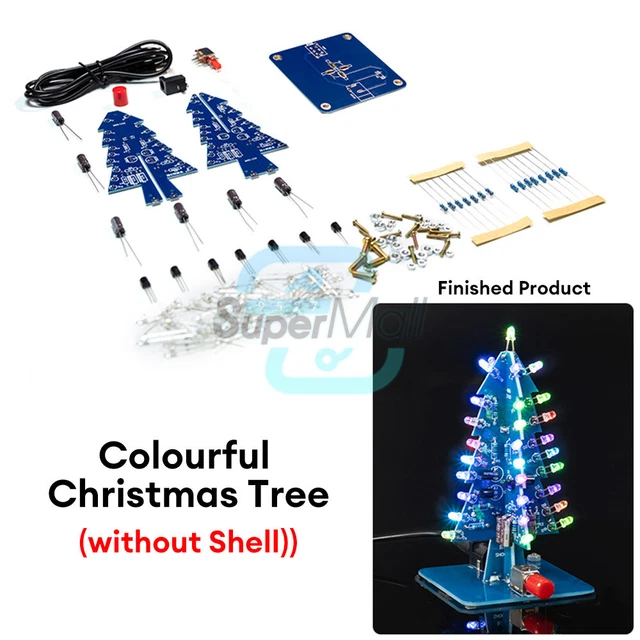 DIY 3D LED Flashing Christmas Tree Circuit Kit Glitter Electronic ...