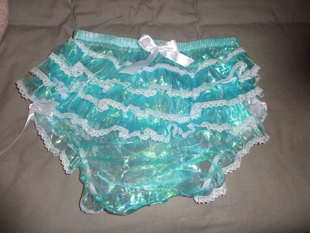 ADULT BDL SISSY Frilly Rhumba Organza Pants Plastic Lined Satin Bows ...