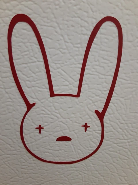 BAD BUNNY LOGO Red Sticker Vinyl Decal Car Windows, Laptops Waterproof ...