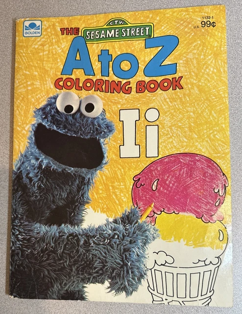 1976 SESAME STREET A to Z Coloring Book Cookie Monster Big Bird Ernie ...