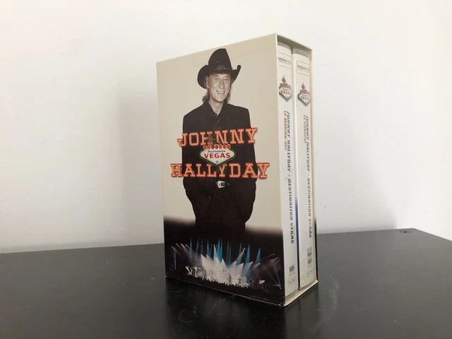 COFFRET 2 CASSETTES VHS johnny hallyday destination vegas PORT OFFERT ...