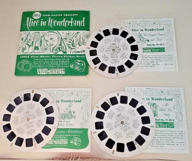VINTAGE VIEW-MASTER REEL Pack Alice in Wonderland 1952 - 3 reels with ...