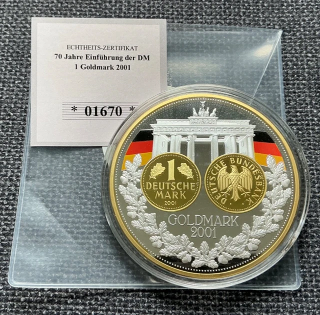 70 JAHRE DEUTSCHE Mark "1 Goldmark 2001" GIGANT Medaille Ø 70 mm EUR 13 ...