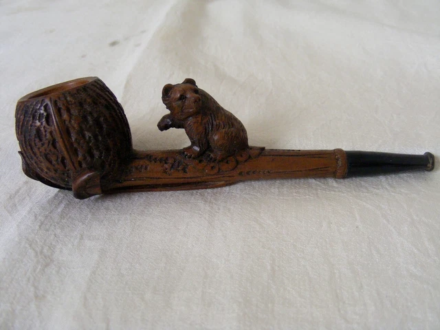 UNUSUAL ANTIQUE CARVED Black Forest Bear Pipe c1910 £40.00 - PicClick UK