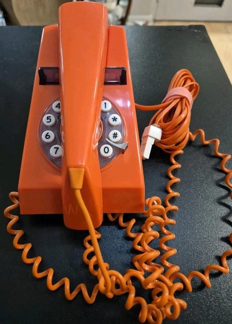 WILD & WOLF 70s Retro Orange Push Button Trim Telephone Landline ...