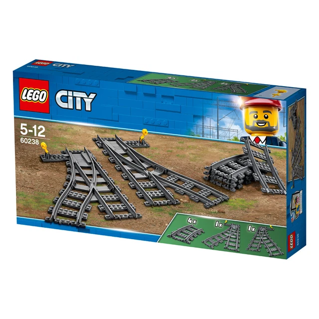 LEGO CITY SWITCH Train Tracks with Curved Track Railroad Railway Set ...