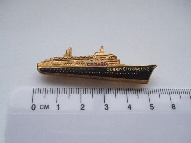 VINTAGE &CUNARD QUEEN Elizabeth 2" Enamel Pin Badge. £4.99 - PicClick UK