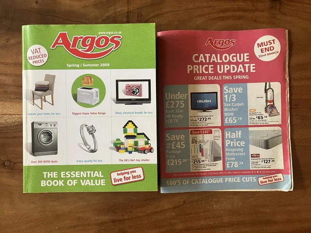RARE ARGOS CATALOGUE Spring/Summer 2009 With Insert Price Update £17.07 ...
