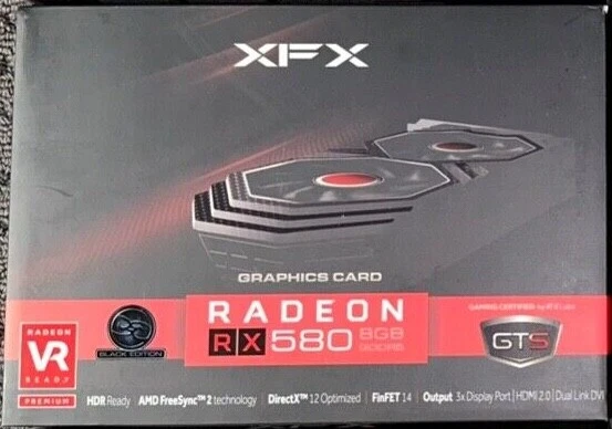 XFX AMD RADEON GTS Black Edition RX 580 8gb GDDR5 Gaming Graphics Cards ...