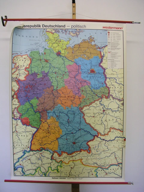 SCHULWANDKARTE MAP ALTE BRD DDR Deutschland 81 Bergbau Energie 450T ...