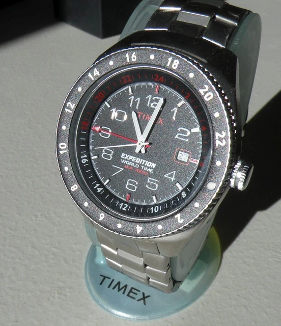 MONTRE TIMEX T41161 True GMT avec lunette 24 heures EUR 167,16 ...