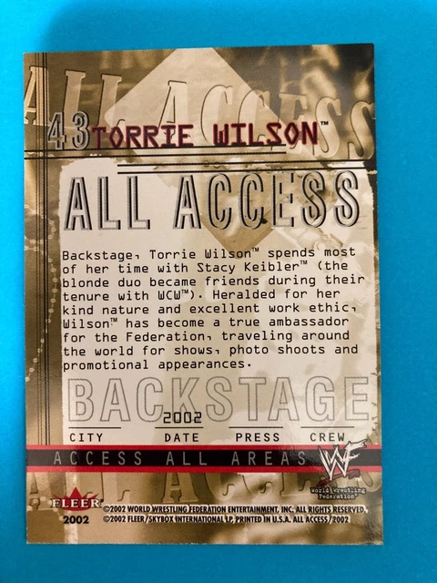 2002 FLEER WWF All Access Torrie Wilson #43 RC $5.99 - PicClick CA