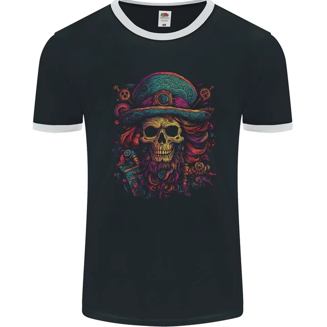 T-SHIRT RINGER PSYCHEDÉLIQUE Pirate Crâne LSD Trippant Démons Pour ...