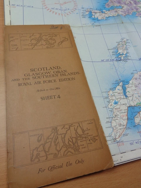 WW2 ERA RAF map of "GLASGOW, OBAN and the SOUTHERN ISLANDS" (with ...