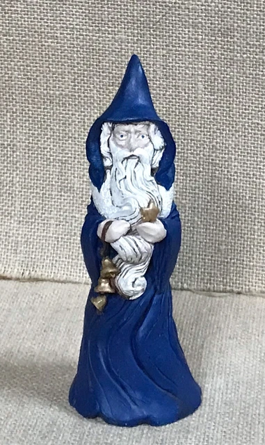 CARVED RESIN WIZARD In Blue Cloak Figurine Fantasy Whimsical Magic ...