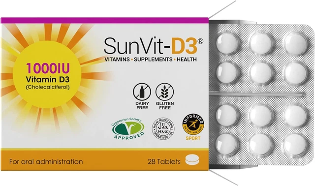SUNVIT-D3 VITAMIN D3 1000 Iu - High Strength Vitamin D Tablets Support ...