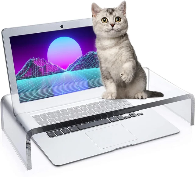 ACRYLIC MONITOR STAND Riser Anti-Cat Laptop Cover Protector Crystal ...