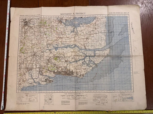 ORIGINAL WW2 BRITISH Army GSGS OS Map of England - Southend & District ...