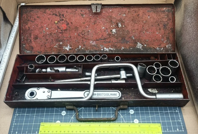 VINTAGE BRITOOL HEXAGON Hex Drive Socket Set Whitworth, A/F Sockets ...