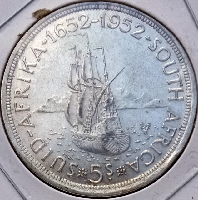 1952, SOUTH AFRICA, 5 shillings, Silver 500 °%, 0.4546 asw, XF $65.00 ...
