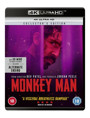 MONKEY MAN BLU-RAY (2024) Dev Patel cert 18 ***NEW*** FREE Shipping ...
