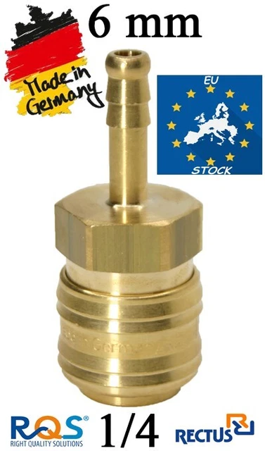 RECTUS COUPLING 6mm hose w valve air connection 0−35 bar -20°C up to ...
