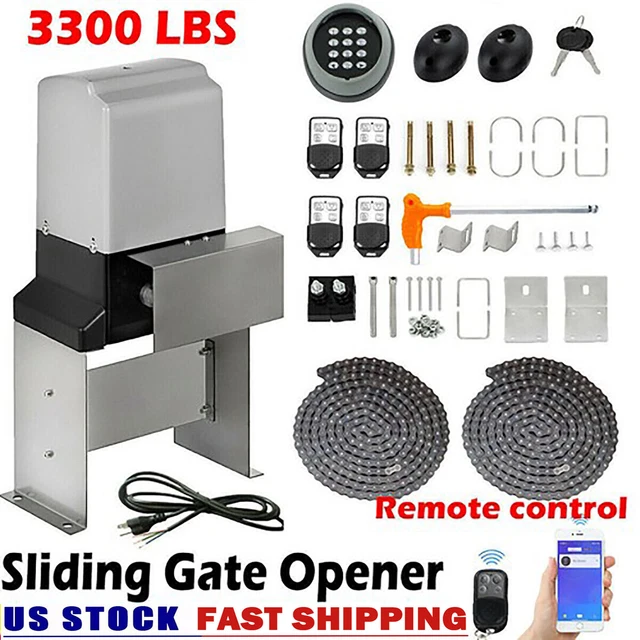 3300LBS ELECTRIC AUTOMATIC Sliding Gate Opener APP Control w/ 4 Remotes ...