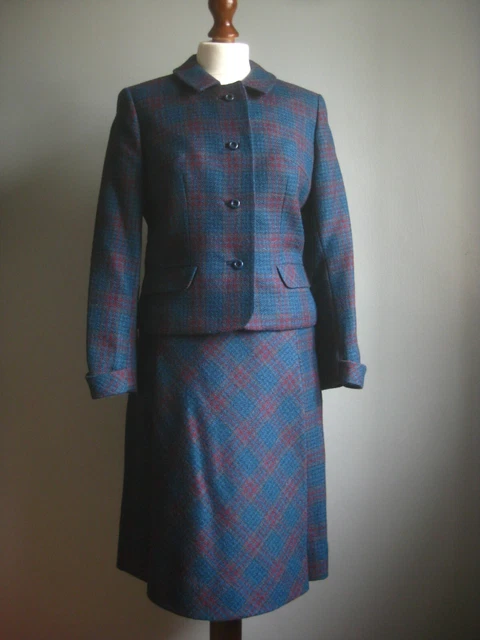 VINTAGE JENNERS TWEED SUIT skirt 8 10 PURE NEW WOOL smart retro small ...