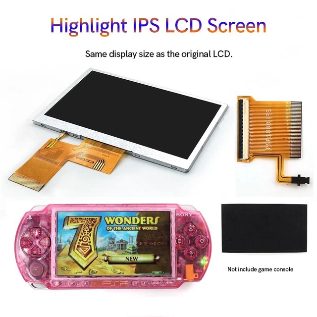 HIGH BACKLIGHT IPS Screen Kit With Cable 500/1000 Luminance For PSP ...
