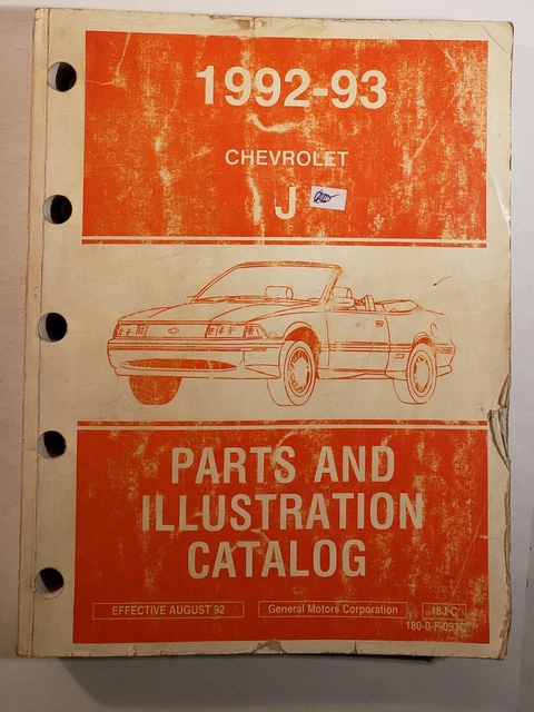 1992-93 CHEVROLET J Parts and Illustrations Catalog Dealer 18J-C $8.50 ...