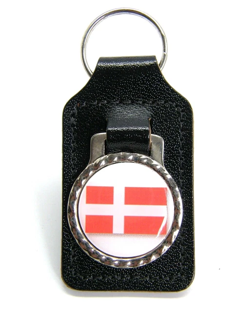 DENMARK BADGE LEATHER Key Fob Keyring Flag Gift £3.49 - PicClick UK