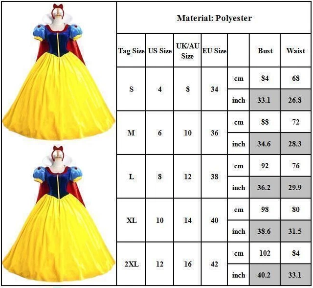 ADULT SNOW WHITE Disney Princess Fancy Dress Cosplay Costume Outfits ...