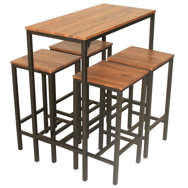 MODÈLE IBIZA SET Table BAR Et 4 Selles Brun H.97cm Cuisine Décor Chaise Design EUR 3.261,25 ...
