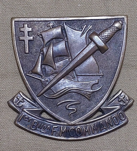 INSIGNE 1 BFM commando Kieffer . France libre a Londres ww2 ...