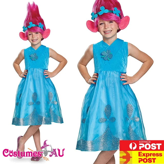 CHILD POPPY TROLLS 2 Costume World Tour Queen Deluxe Girls Book Week ...