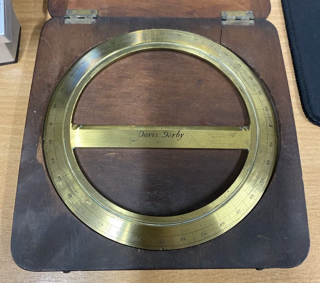 WONDERFUL ANTIQUE BRASS Circular 6" Protractor, Davis Derby, 360 ...