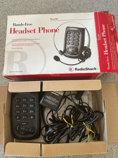 VINTAGE RADIO SHACK hands~free wearable headset phone 43~3233 graphite ...