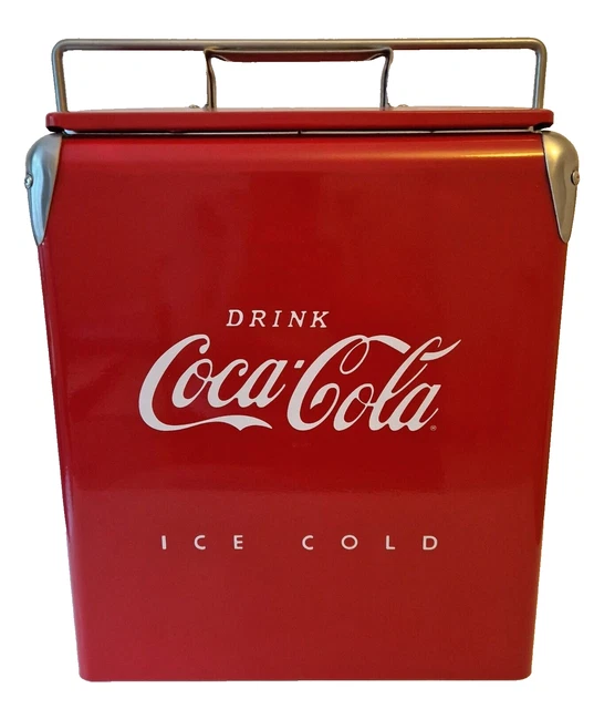 COCA-COLA RETRO ICE Chest Cooler Box with Bottle Opener 18 Can Capacity ...