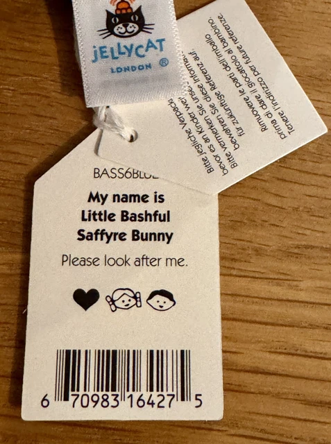 JELLYCAT LITTLE BASHFUL Saffyre Bunny *NEW* with Tags £28.99 - PicClick UK