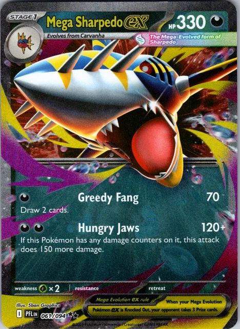 MEGA SHARPEDO EX 061/094 ME02: Phantasmal Flames Double Rare - NM £3.13 ...
