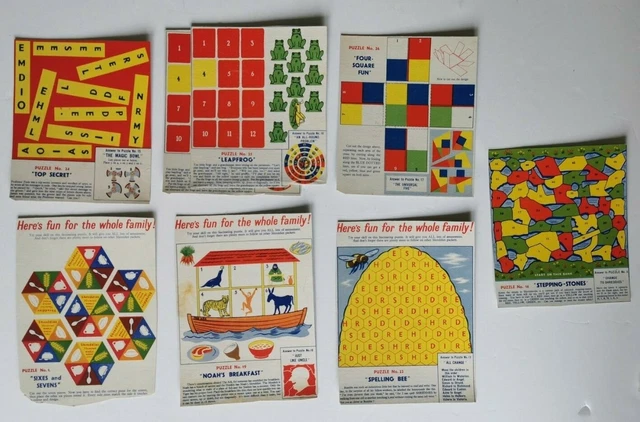 1950S NABISCO SHREDDIES Cereal Packet Back games puzzles x 7 £19.99 ...