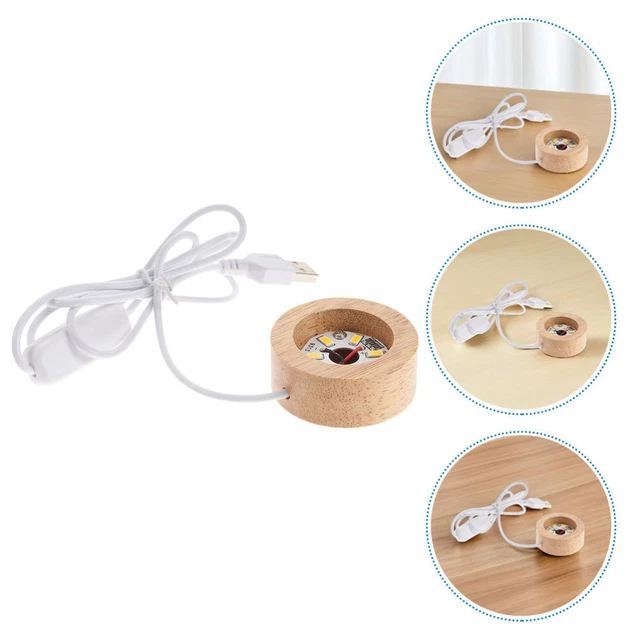 WOODEN LED DISPLAY Base Mini Round Lighted Base For Crystal Ball Glass ...