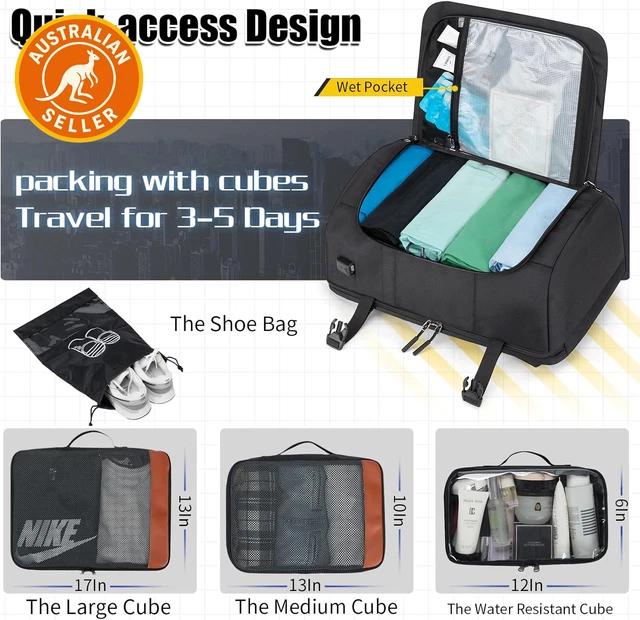42L TRAVEL BACKPACK with 4 Packing Cubes, TSA Friendly Flight Approved ...