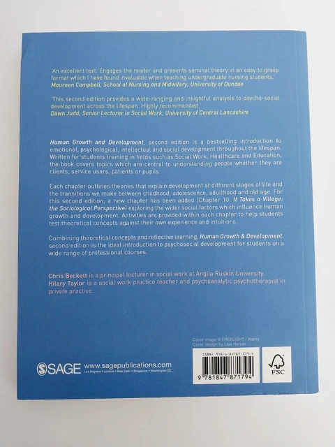 HUMAN GROWTH AND Development Second (2nd) Edition Chris Beckett, Hilary ...