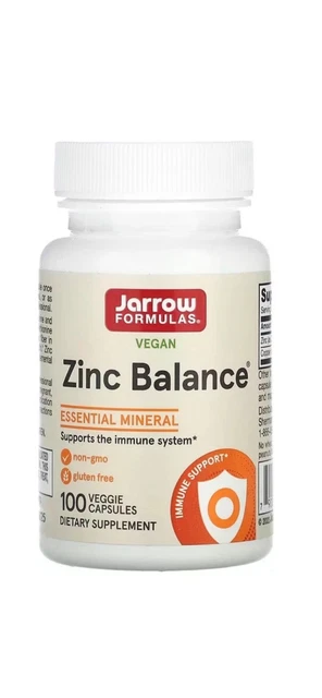 JARROW FORMULAS ZINC Balance 100 Veg Caps | Immune & Antioxidant ...