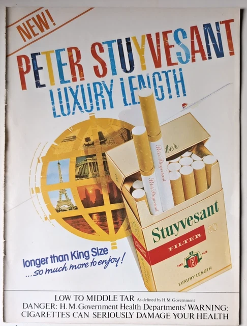 PETER STUYVESANT LUXURY Cigarettes 1980's Magazine Advert Tobacco FREE ...