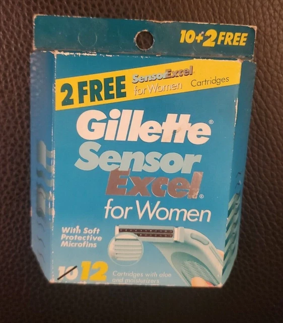 VINTAGE GILLETTE SENSOR Excel For Women 10 +2 Cartridges Razor Blades ...