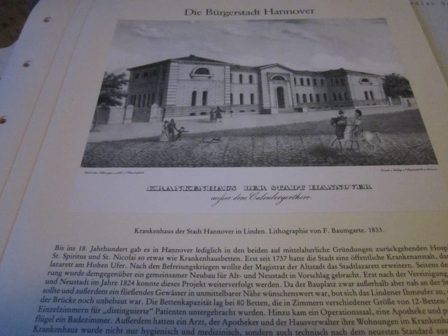 HANNOVER ARCHIV 7 Bürgerstadt B 52 Krankenhaus in Linden 1833 EUR 6,25 ...