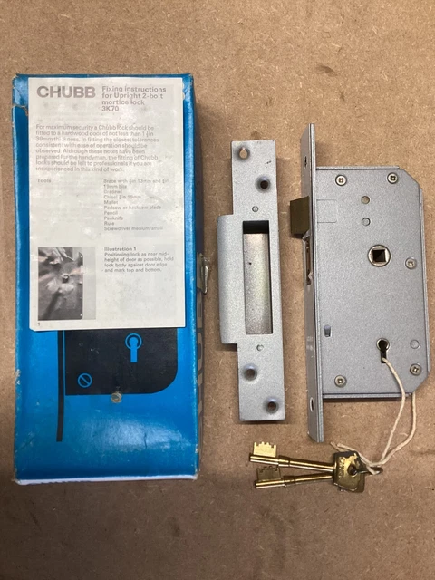 CHUBB UPRIGHT 2 Bolt Mortice Lock No 3K70/203/2KW left Hand Satin ...